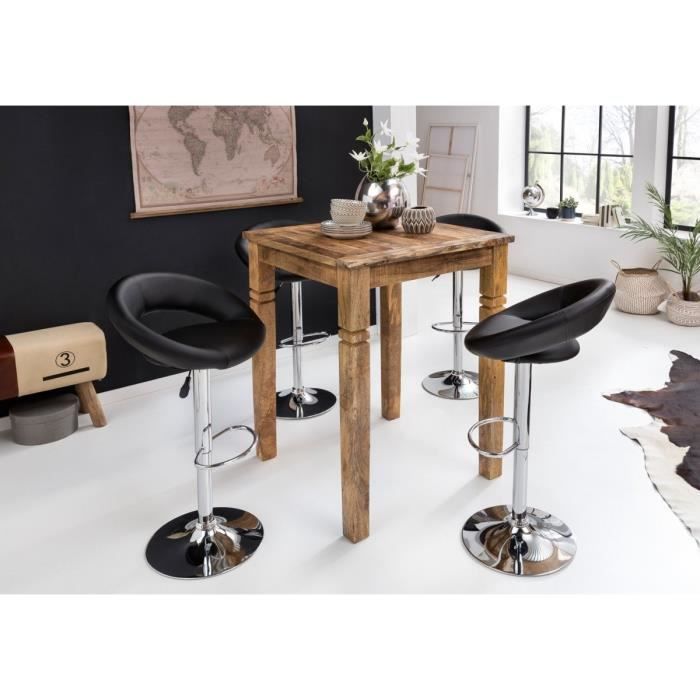 Table design en bois de manguier RUSTICA 80 x 80 x 110 cm - Marron - Laqué - Scandinave ...