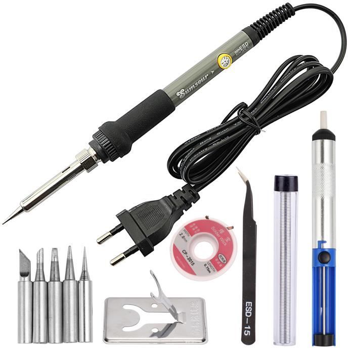 Plug 220V EU - Set-4 - Fer à souder électrique à chauffage interne 60W, Kit de fer à souder ...