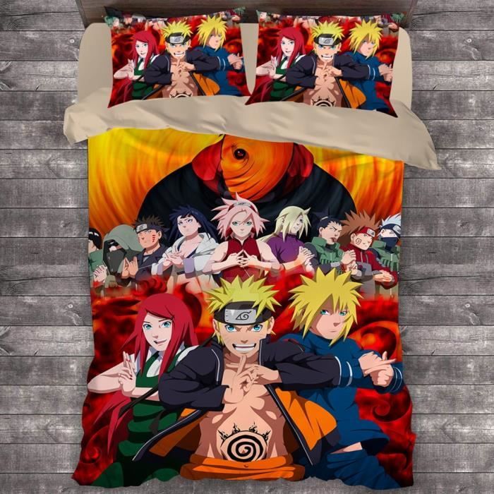 Ensemble de literie Naruto - Anime 3D - Housse de couette + 2 taies d ...