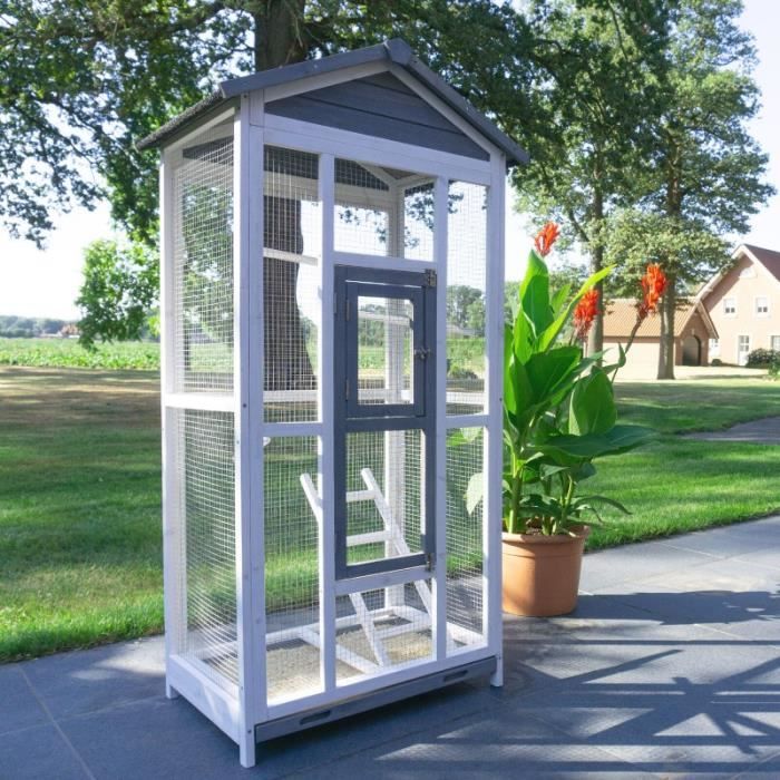 Volière Cage à oiseaux en bois de haute qualité 82x57x160cm - Apollo L ...