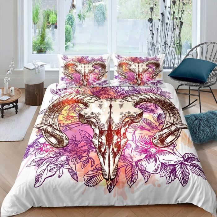 3pcs Housse de couette en Polyester,motif crâne de vache Tribal,motif ...