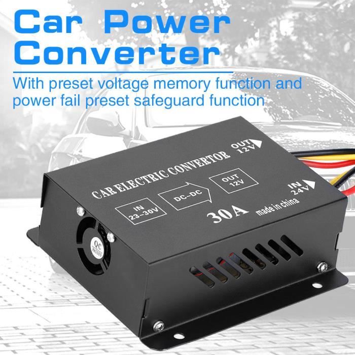 Fydun Convertisseur de puissance DC 24V à 12V Camion de voiture 30A ...