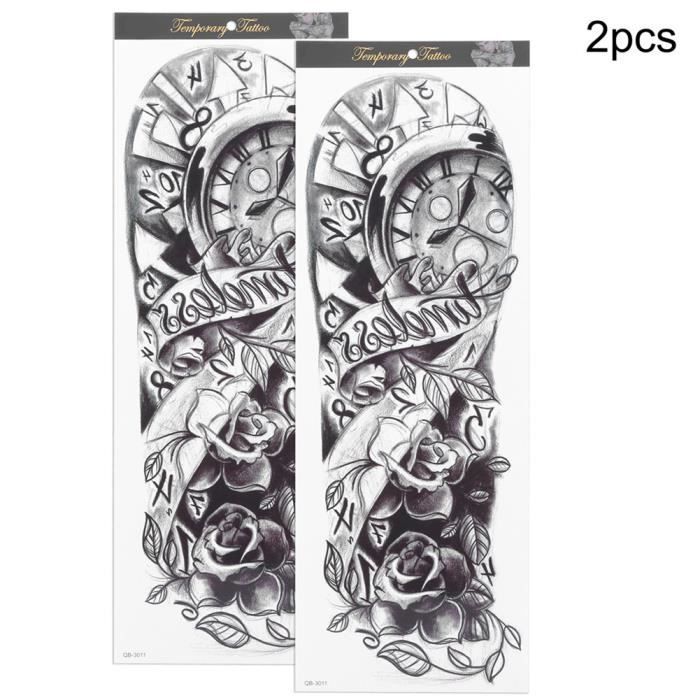 Autocollant de tatouage temporaire faux bras complet cou corps Art ...