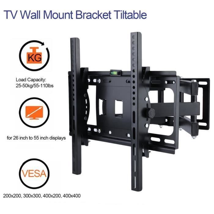 Support TV murale fixation pour téléviseur 26-55 pouces Inclinaison ± ...