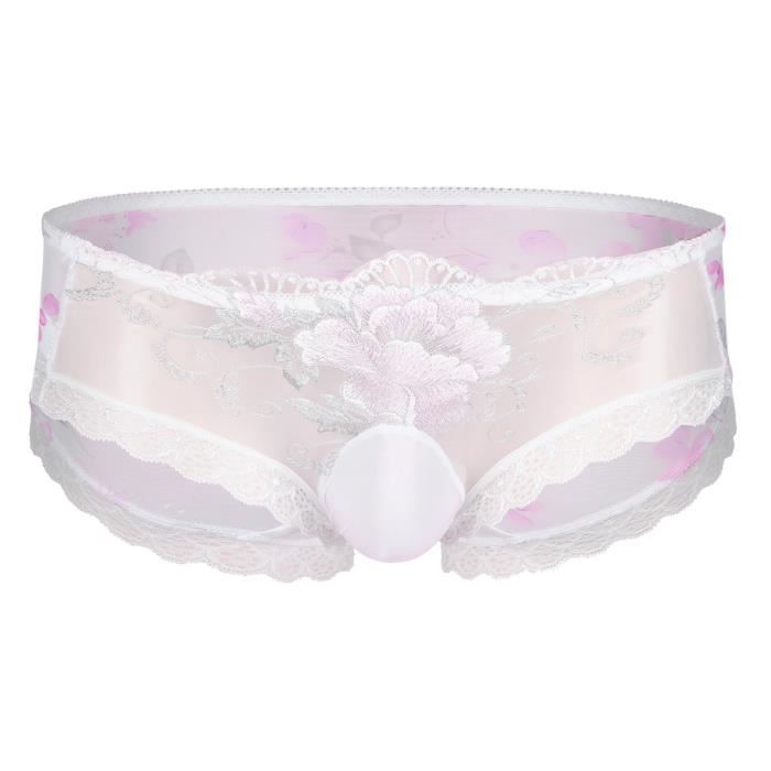 YIZYIF String Homme Sexy Transparent Dentelle Floral Calecon Sissy Sous ...