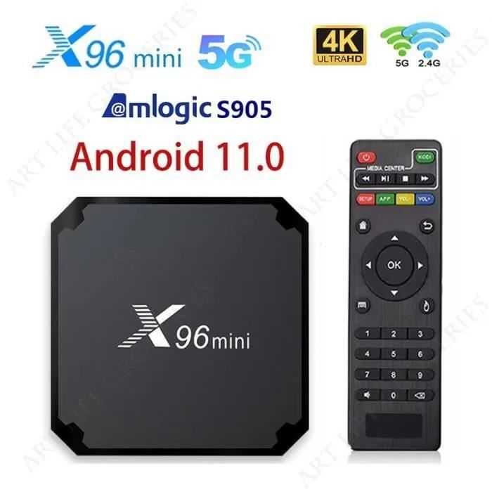 X96MINI Boitier IPTV 2-16Go, Android 11, accès WiFi 5G, TV Box, lecteur multimédia, télécommande ...