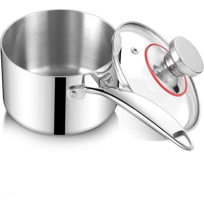 Casserole , Pot À Lait 3 Couches En Acier Inoxydable Premium 18 Cm ...