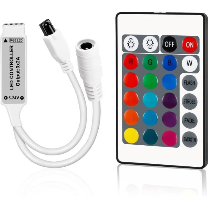Dc 5V-24V Led Controller Avec 24 Touches Telecommande Led Controleur ...