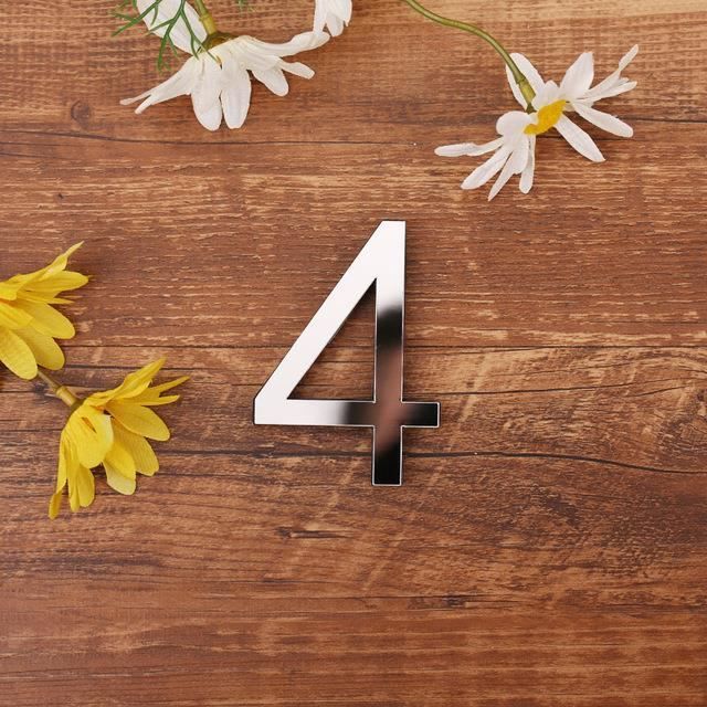 PLAQUE DE PORTE,4--Numéro de maison numérique miroir en acrylique ...