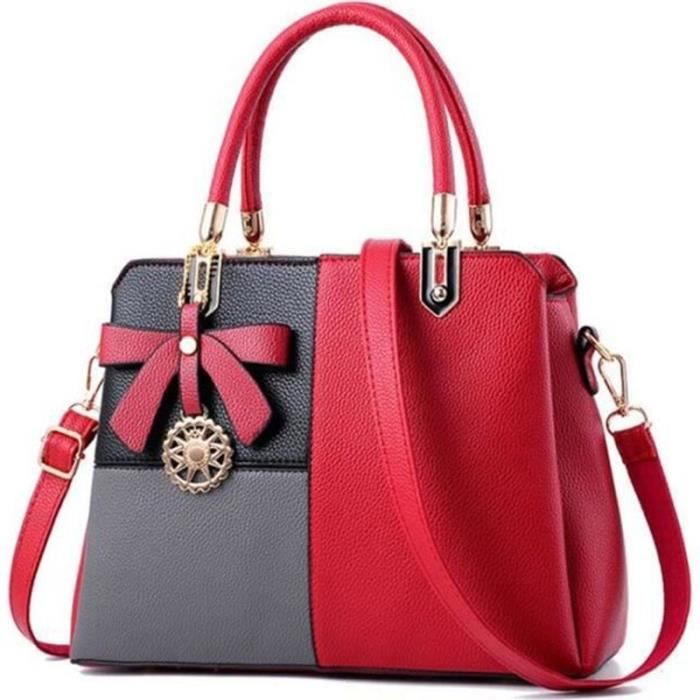 Main sac a cuir mode classique sac bandouliere femme BMMJ-BB135Rouge-1 ...