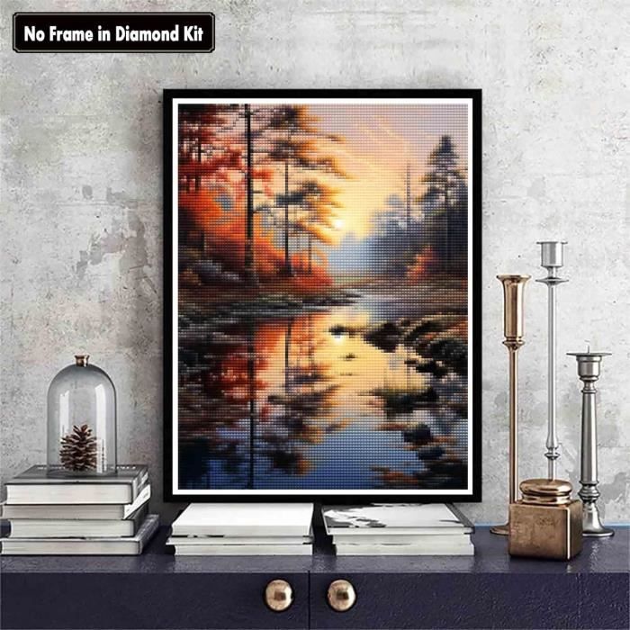 5D Diamond Painting Kits Lac D'Arbre, Diy Peinture Avec Diamant Art ...