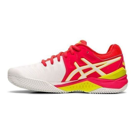 Chaussures de tennis femme Asics Gel resolution 7 clay Blanc rose Adulte Cdiscount Sport