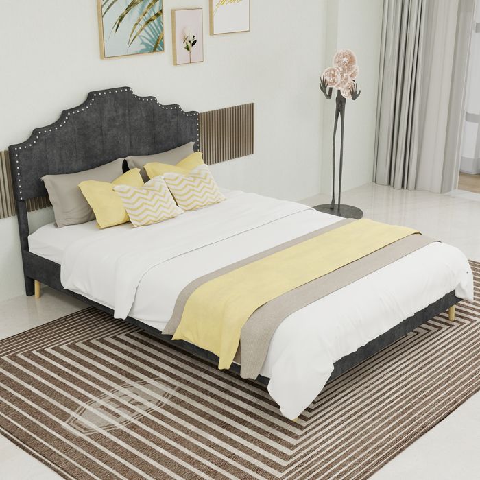 Lit doux minimaliste moderne, tête de lit confortable et doux, 140 ...