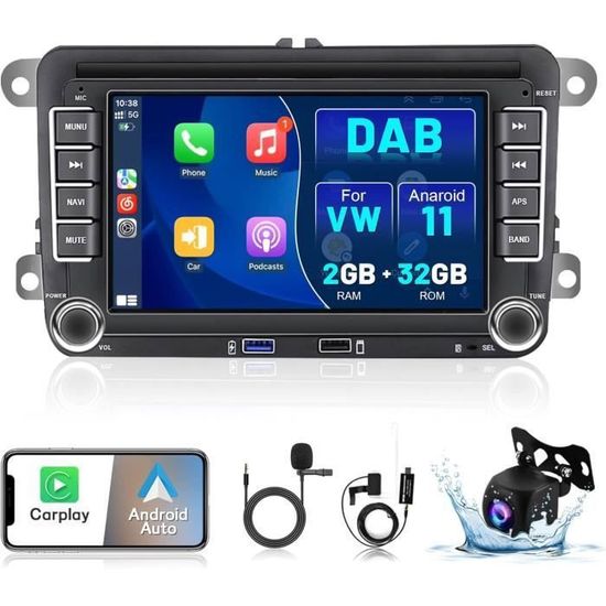 2G 64G Android 13 Dab Autoradio 2 din sans Fil Carplay Auto Radio pour VW Golf 5 6 Passat B6 B7 ...