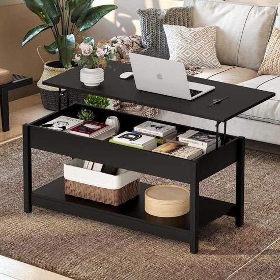 Table Basse Relevable En Hauteur Avec Espace De Rangement Caché Et ...