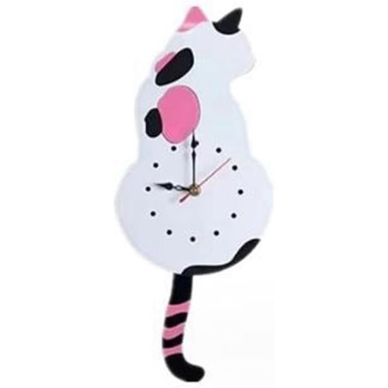 Horloge Murale À Pendule En Forme De Chat Blanc, Horloge Chat Avec ...