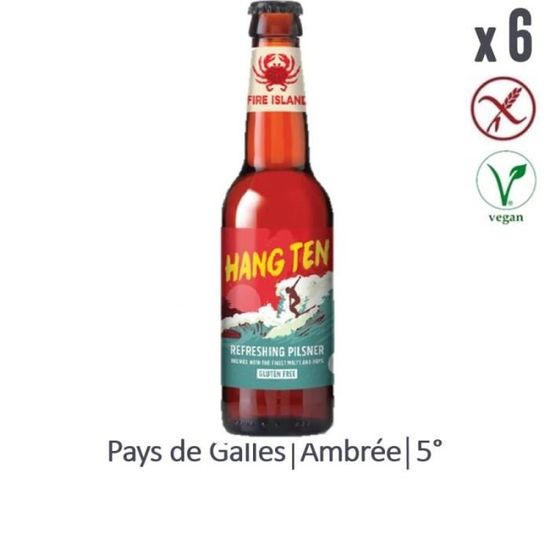 BIERE - FIRE ISLAND HANG TEN SAN GLUTEN 6*33CL - La cave Cdiscount