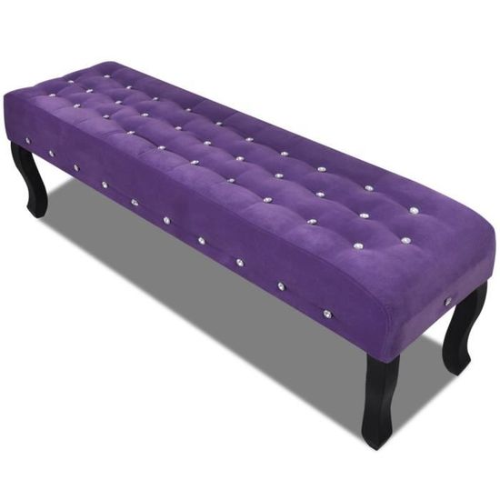 Banc capitonné en velours avec boutons cristaux Pourpre design luxe ...
