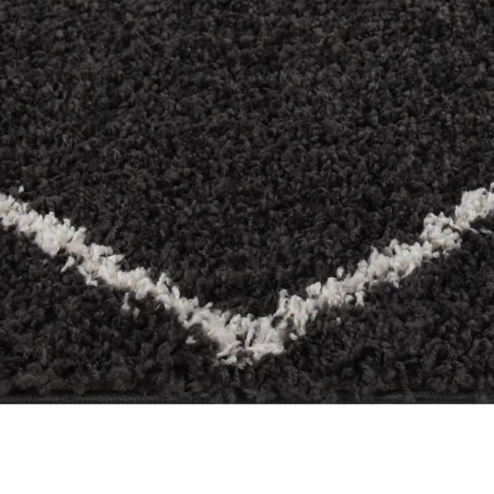 Ayhao2 Tapis shaggy à poils longs Crème et anthracite 200x290 cm 60299 - Cdiscount Maison