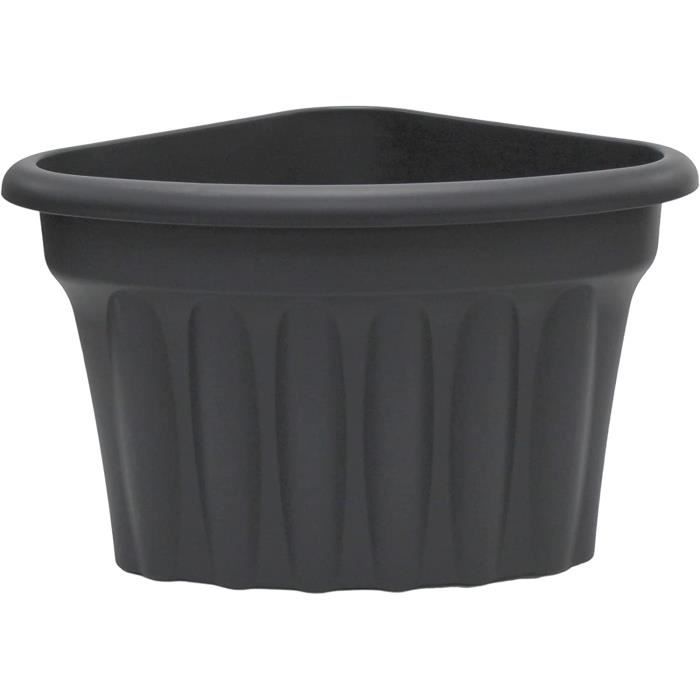 Lot De 4 Grands Pots De Fleurs D'Angle En Graphite Ondulé Noir 40 Cm ...