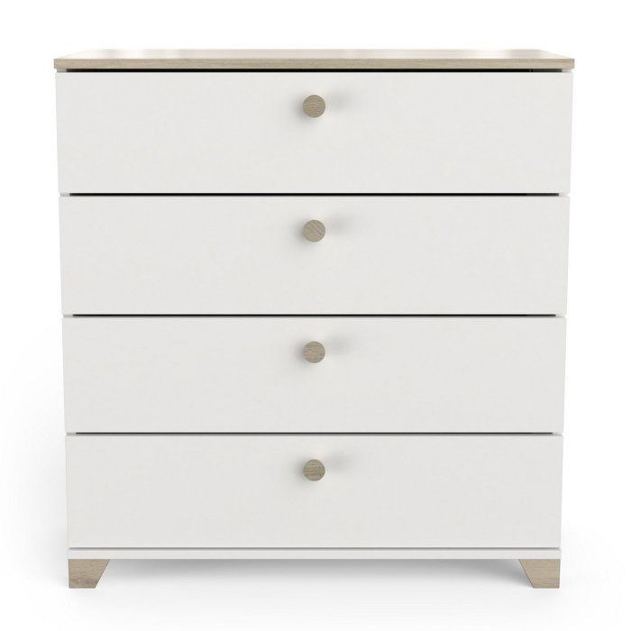 CALICOSY - Commodes 4 tiroirs décor chêne kronberg et blanc - L79,7 cm ...