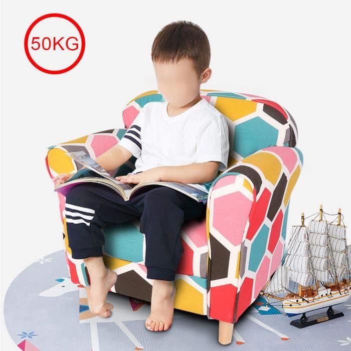 Fauteuil pour Enfant Scandinave en Tissu et Pieds en Bois Massif Chaise ...