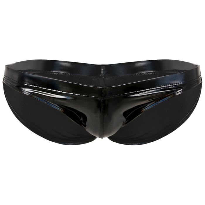 YOOJIA Homme String Cuir Verni Slip Taille Basse Sexy Sous-Vêtements ...