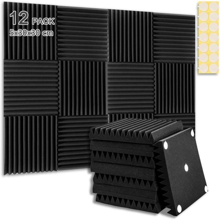 Lot de 12 Panneaux de Mousse Acoustique Insonorisante à Haute Densité ...