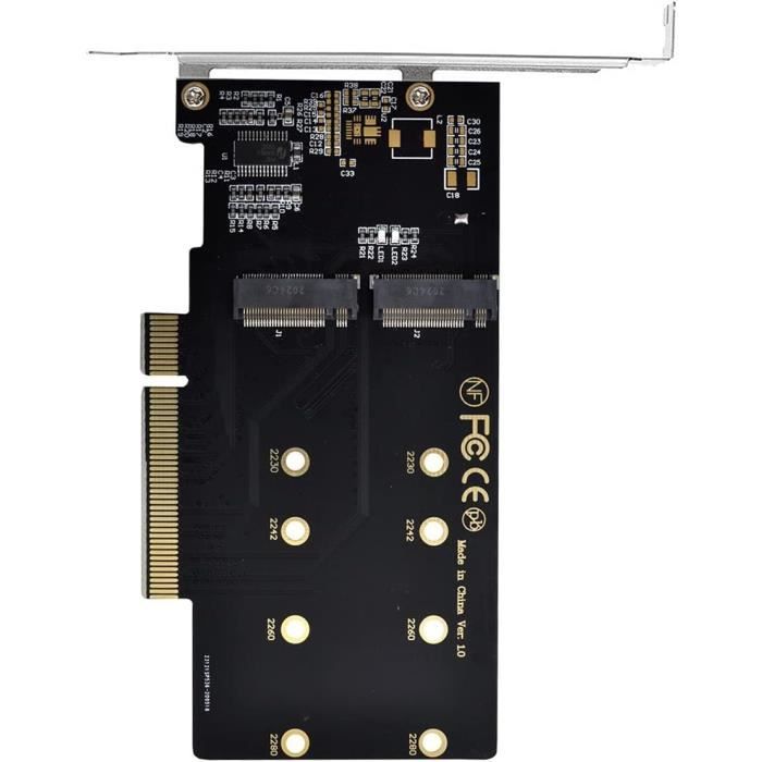 Double 2 X Nvme M.2 Ahci Vers Pcie Express 3.0 Gen3 X8 X16 Raid Card Vroc Raid0 Hyper Adaptateur ...