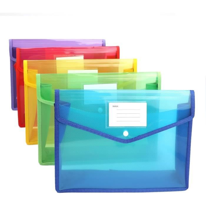 Pochette Plastique A4, 5 Pièces Pochette Plastique à Fermeture éclair ...