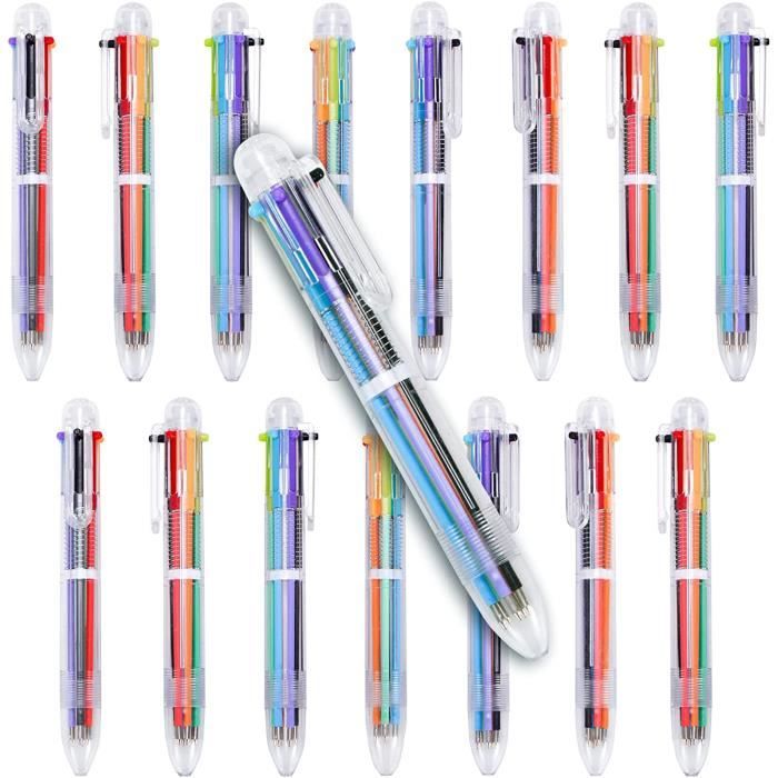 LAOYE 15 Pcs Stylos à Bille 6 Couleurs Stylos Rétractables 6 en 1 ...
