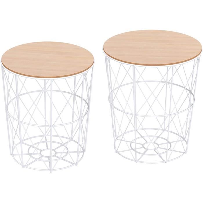 Lot de 2 Tables Basses gigognes Tables d'appoint Rondes encastrables ...