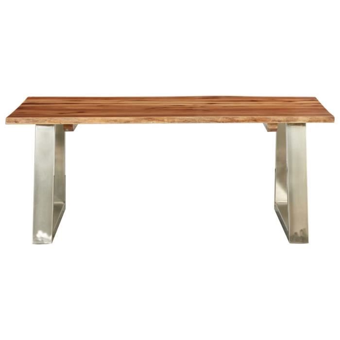 COC Table basse 100x60x40 cm brun Bois d'acacia avec finition à l'huile ...