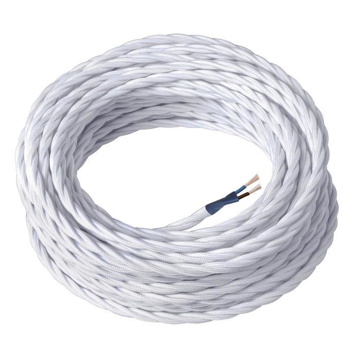 Câble Électrique Textile Couleur Blanc, Torsadé, Soie, 10 Mètres, À 2 ...