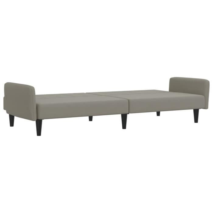 WXS - Meubles - Canapé-lit 2 places avec tabouret Gris clair Velours ...