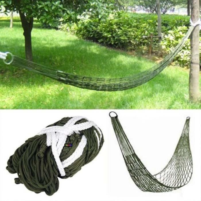 Hamac nylon mini de voyage vert armée pour camping ou jardin QK88766 ...