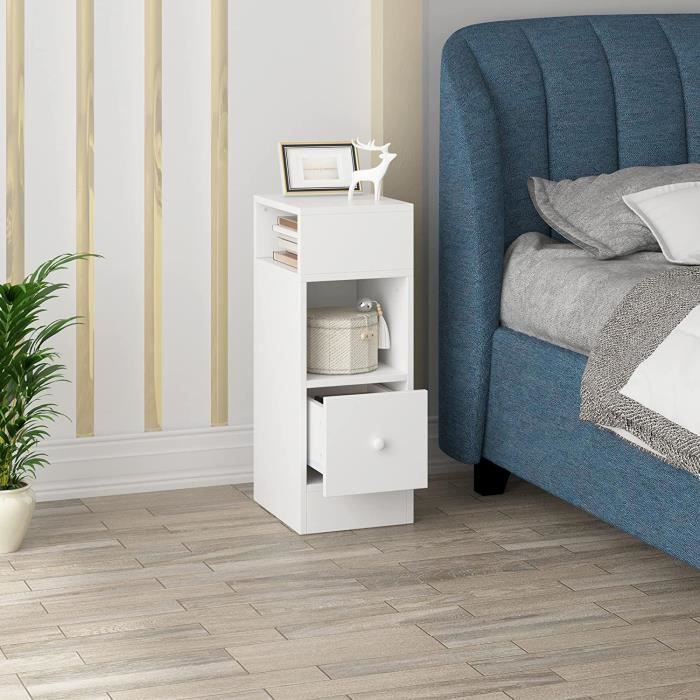 EUGAD 2x Table de Chevet Étroite,Meuble de Rangement Compacte,avec 2 ...