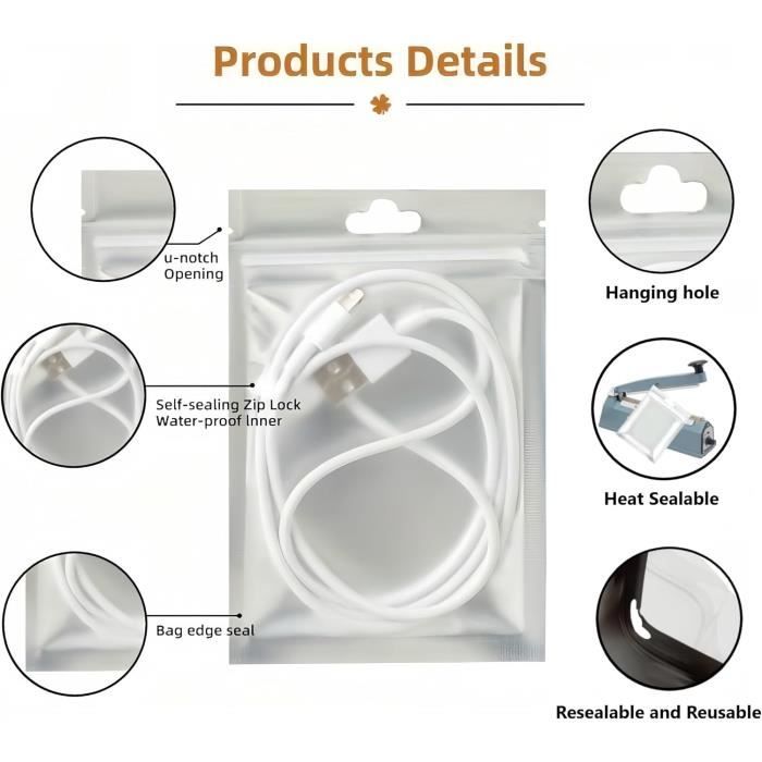 50 Pcs Sacs Mylar Refermable Alimentaire, Sachet Zip Aluminium, Sac ...