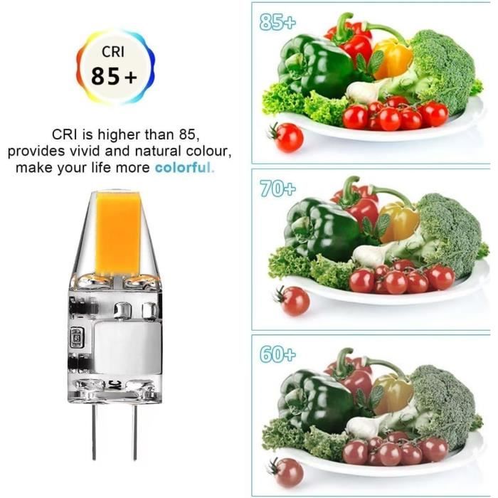Ampoule LED G4 12V, 3W G4 LED COB Équivalent 20W 30w G4 Ampoule Halogène, Blanc Chaud 3000K, 300 ...