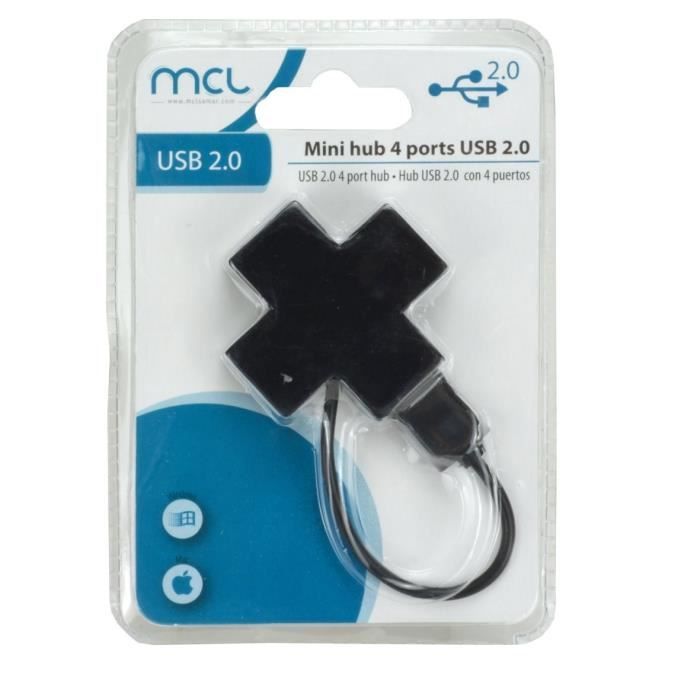 Concentrateur (hub) - MCL - Mini hub 4 ports USB 2.0 - Autoalimenté ...