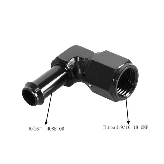Raccord rapide femelle noir,AN6 AN -6 à 5/16 3/8,coude pivotant à 90 degrés,adaptateur de ...