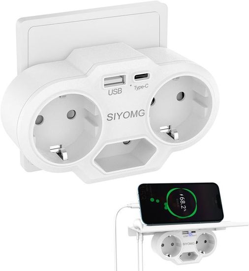 Prise Multiple Prise USB Electrique 5 en 1 Multiprise Murale 3 Prises ...