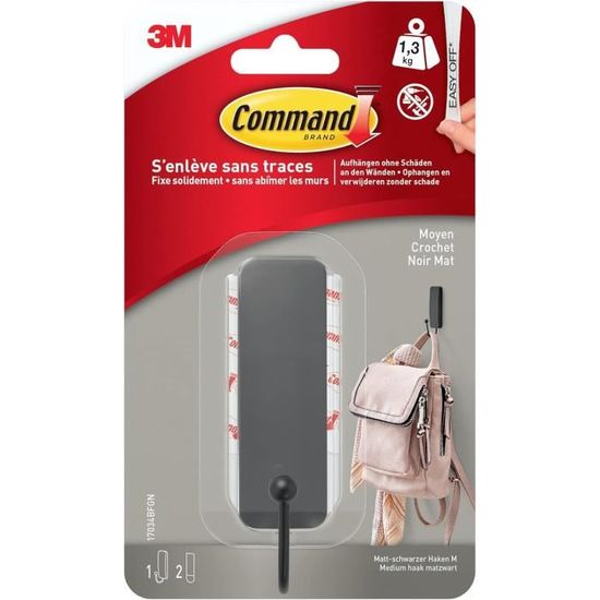 3M Moyen Crochet Noir Mat , 17034BFGN, 1 crochet, 2[S225] - Cdiscount ...