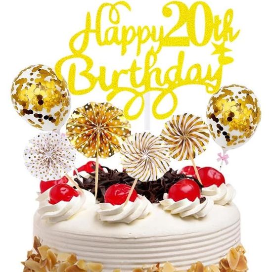 Decoration De Gâteau Toppers 20 Ans Anniversaire Femme, Cake Topper ...