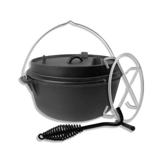 UISEBRT Lot de 4,2L Marmite en fonte avec Couvercle, Crochet et support ...