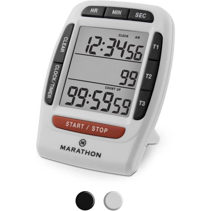 Ti030007Triple Minuteur avec compte à rebours, chronomètre. et fonction Horloge et clip ...