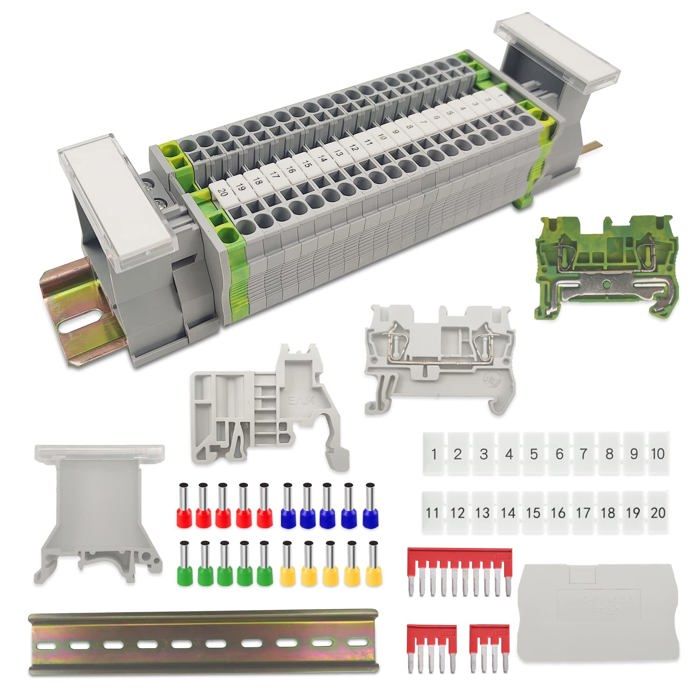 BOITE DE DERIVATION-20 PCS Kit De Bornier De Rail Din UK Bornier ...