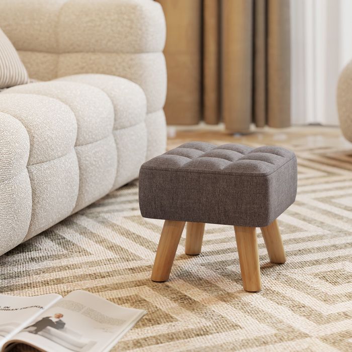 Repose pied salon ottoman siège rembourré en tissu avec pieds en bois ...