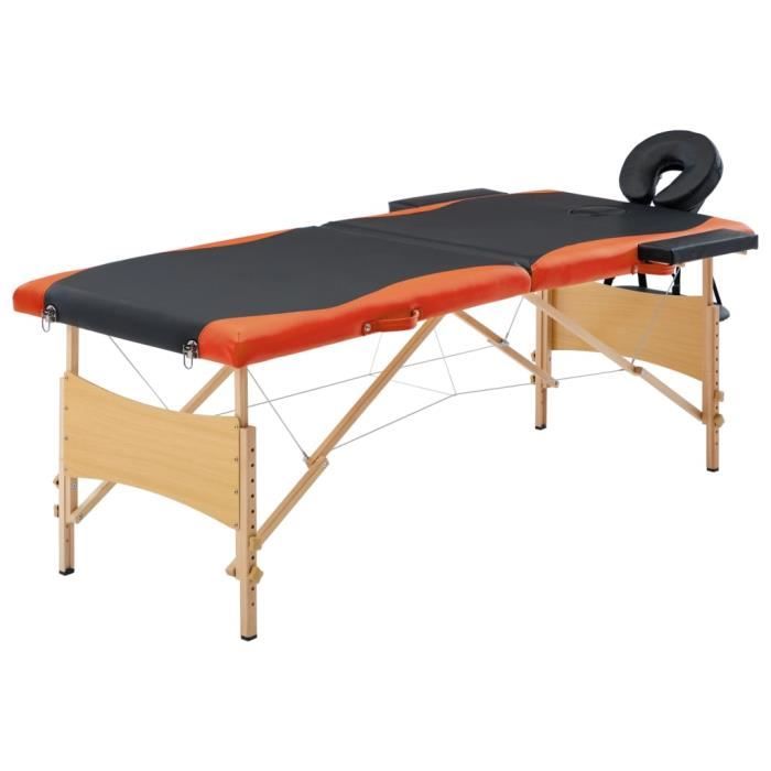 Table De Massage Pliable 2 Zones Bois Noir Et Orange Table De Massage