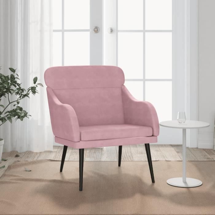 Atyhao Fauteuil Rose 63x76x80 cm Velours 98666 - Cdiscount Maison